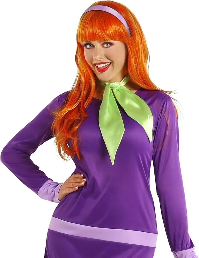 Women`s Daphne Costume & Wig Purple Mystery Inc Scooby Doo Detective ...