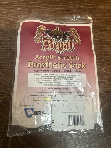 Regal Acrylic Stretch Prosthetic Sock 5 Ply Fits 1-2 Length 18-20 CM ...