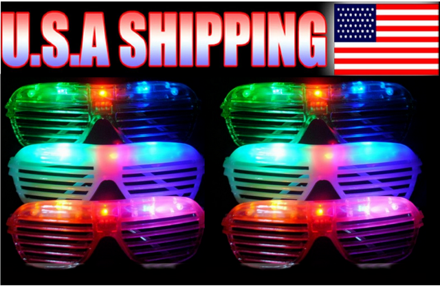 12 PCS LED Glasses Shutter Sunglasses Light Up Shades Flashing Rave ...