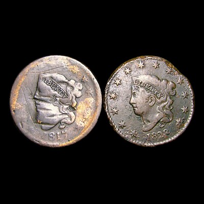 1817 1828 Coronet Head Large Cent Penny ---- Nice Details Coin Lot ...