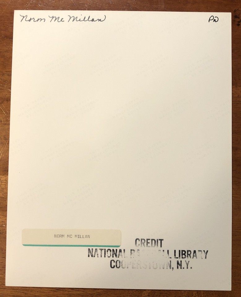 RARE National Baseball Library Photo 1924 St Louis Browns Norm McMillan ...