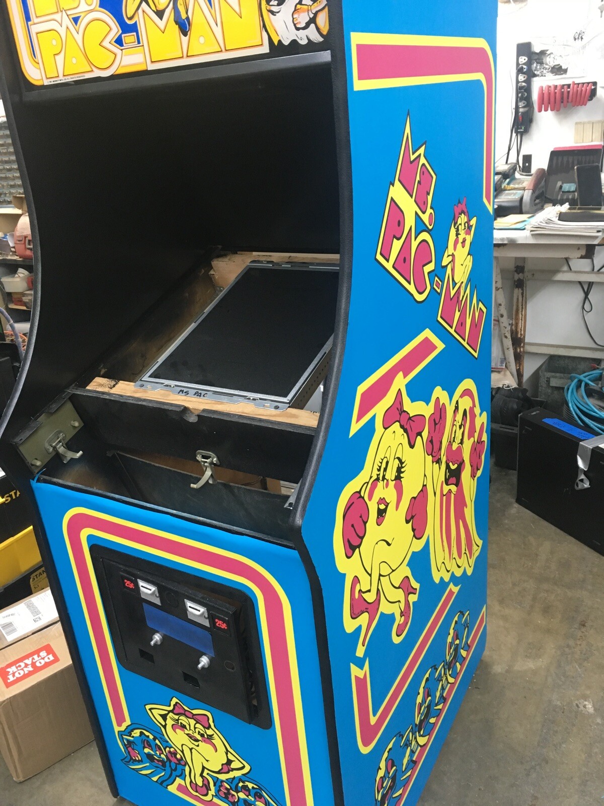 Fits Ms PAC MAN Side Art & kick plate Blue 3 Pc Set Laminated High ...