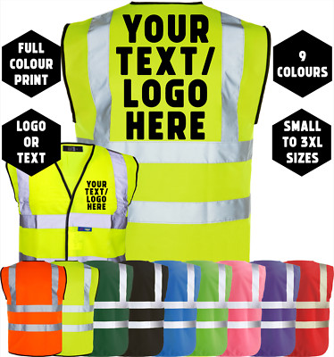 Logo/Text Custom Printed Hi-Vis High Viz Visibility Safety Vest ...