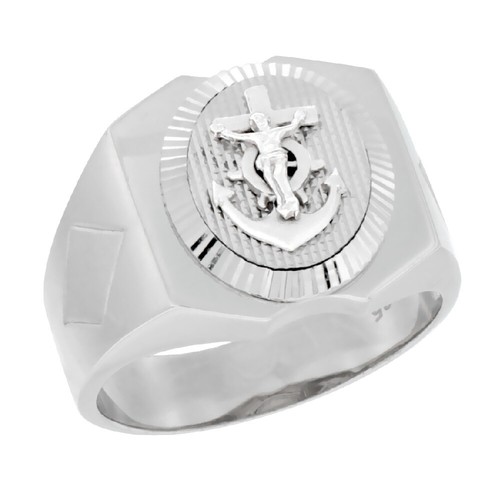 Men's Sterling Silver Oval Shape Mariners Crucifix Ring | eBay