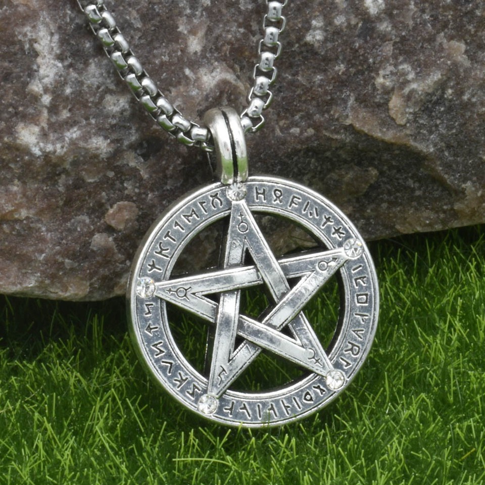 Pagan Wiccan Pentacle Pentagram Star Pendant Necklace 24" Stainless ...