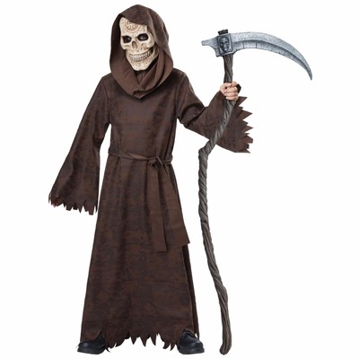 Ancient Grim Reaper Skull Skeleton Ghoul Robe Horror Halloween Boys ...