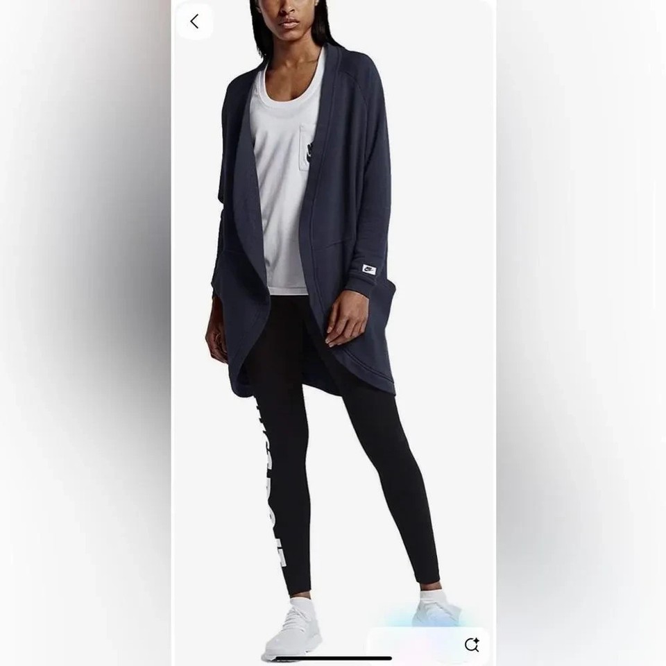 Nike Sportswear XS Open Front Modern Top Cardigan 805523-010 Black ...