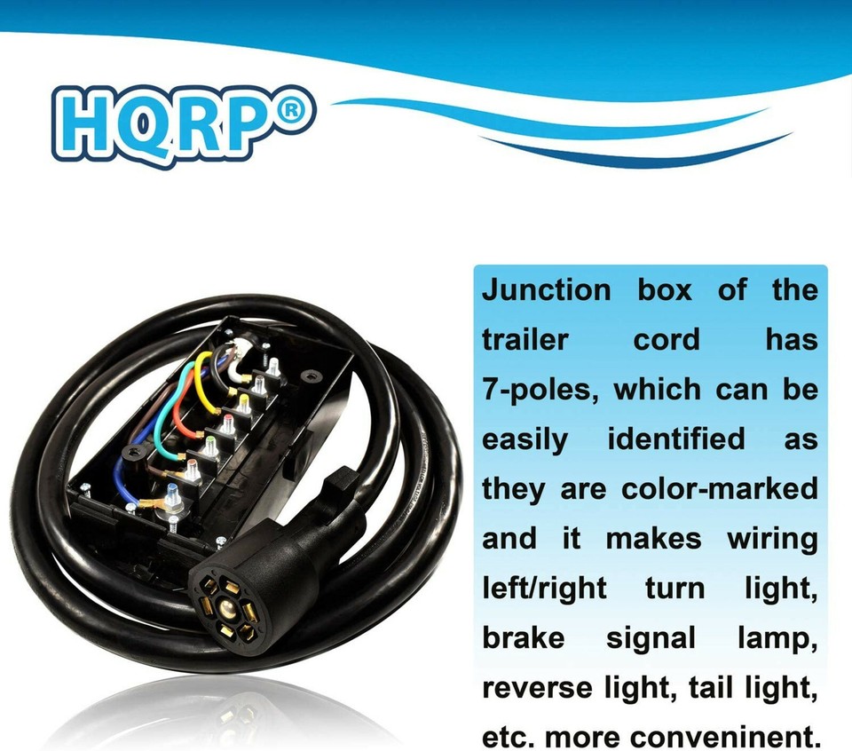 7 Way Socket Line Trailer Cord Junction Box 6ft Cable Wiring Plug | eBay