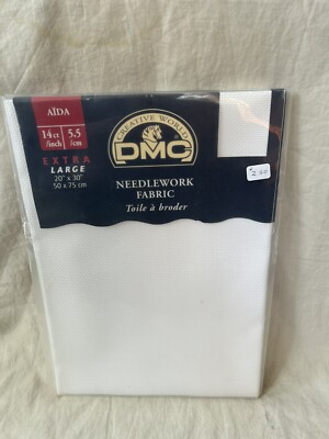 DMC Creative World Needlework Fabric 20" x 30" 14 ct inch 5.5 cm New Blanc | eBay