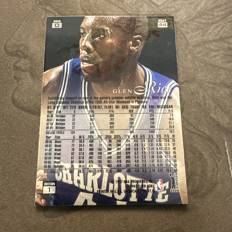 1996-97 Flair Showcase Row 0 #44 Glen Rice Michigan Wolverines | eBay
