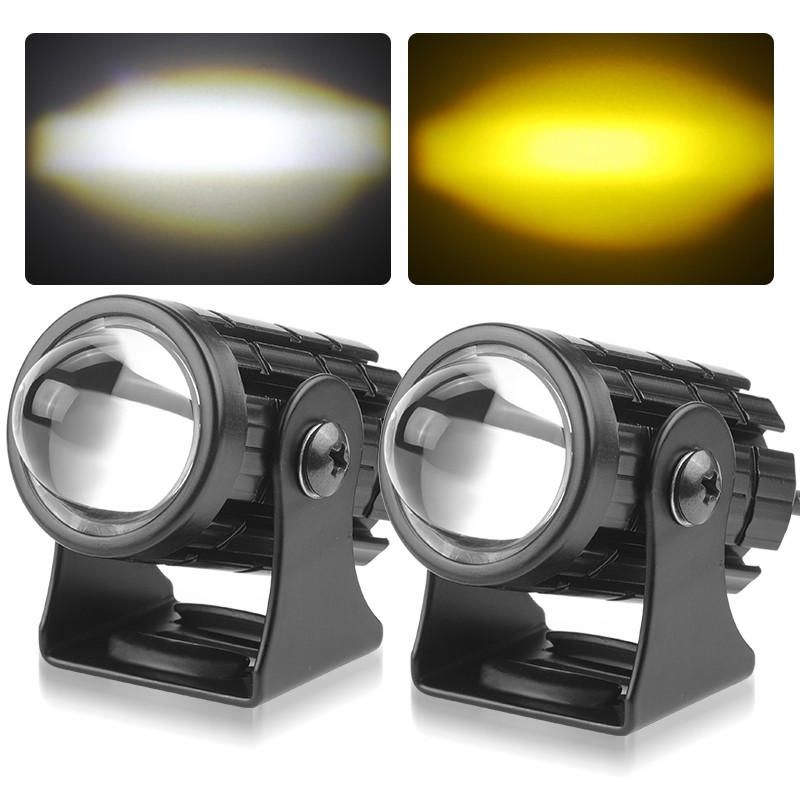 2x Yellow+White Mini LED Work Light Bar Fog Driving Spot Pods Off Road ...