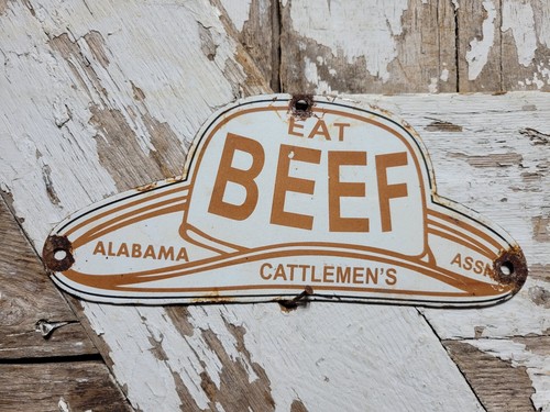 VINTAGE ALABAMA CATTLEMENS ASSOCIATION PORCELAIN SIGN OLD RANCH FARM ...