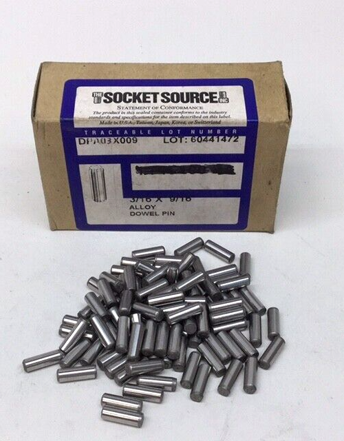 Socket Source DPA03X009 Dowel Pin 3/16 OD X 9/16" Length Alloy (Pack of ...