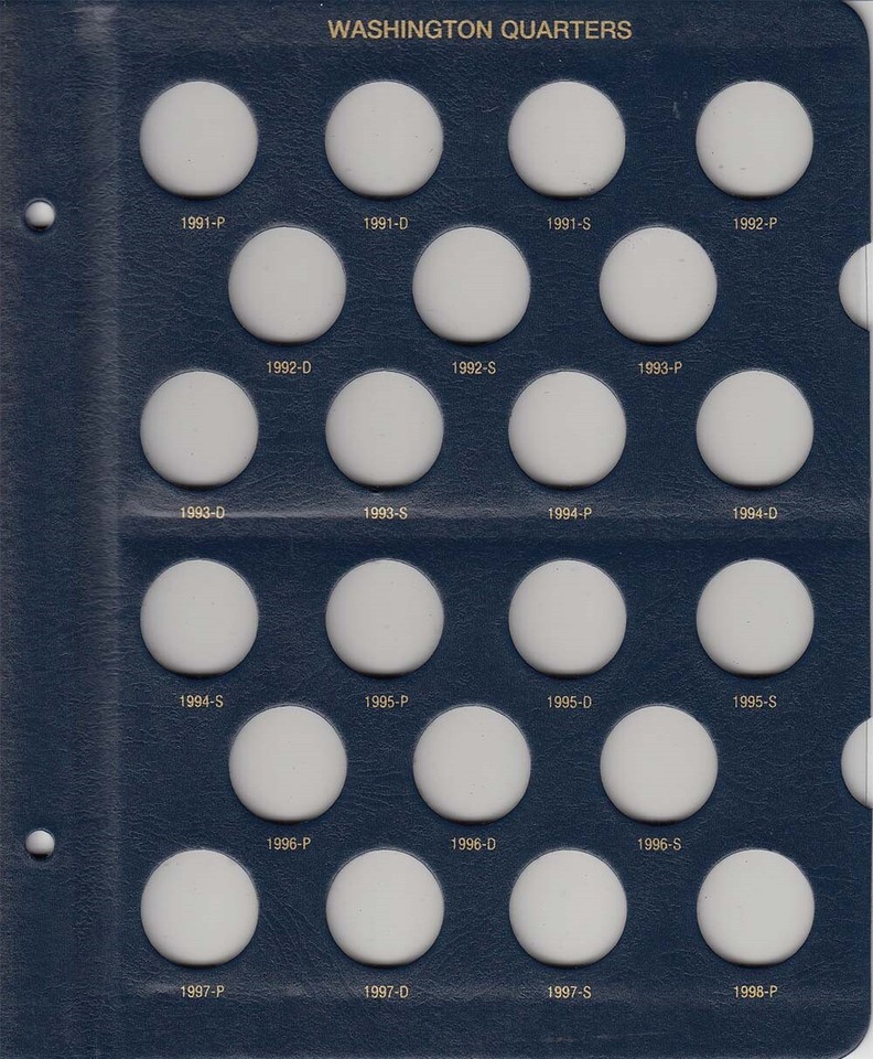 Washington Quarters Coins Album 1991-1998 Whitman Classic Blue 9123 ...