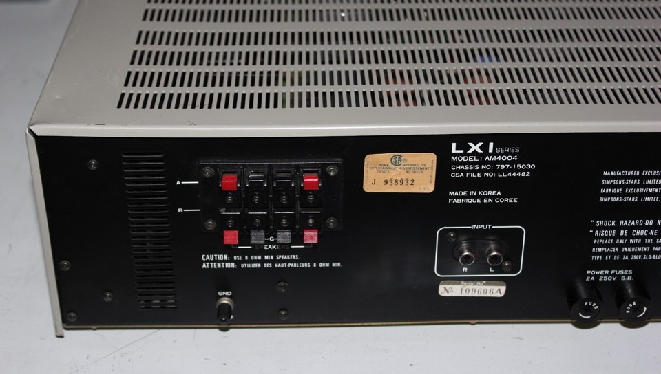 vintage Sears LXI AM4004 stereo power amplifier 100WPC Hi-Fi tested ...