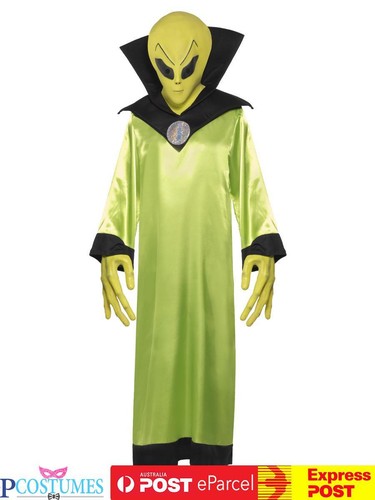 Alien Lord Space Adult Fancy Dress Up Halloween Costume Robe Mask Hands ...