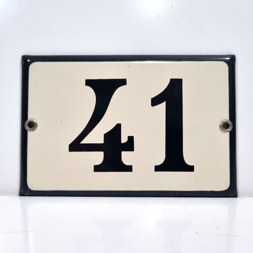 Vintage French black house address number enamel sign plaque 41 Paris ...