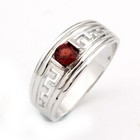 925 Silver Men Ring 5mm Natural Red Garnet Teeth Design Band January ...
