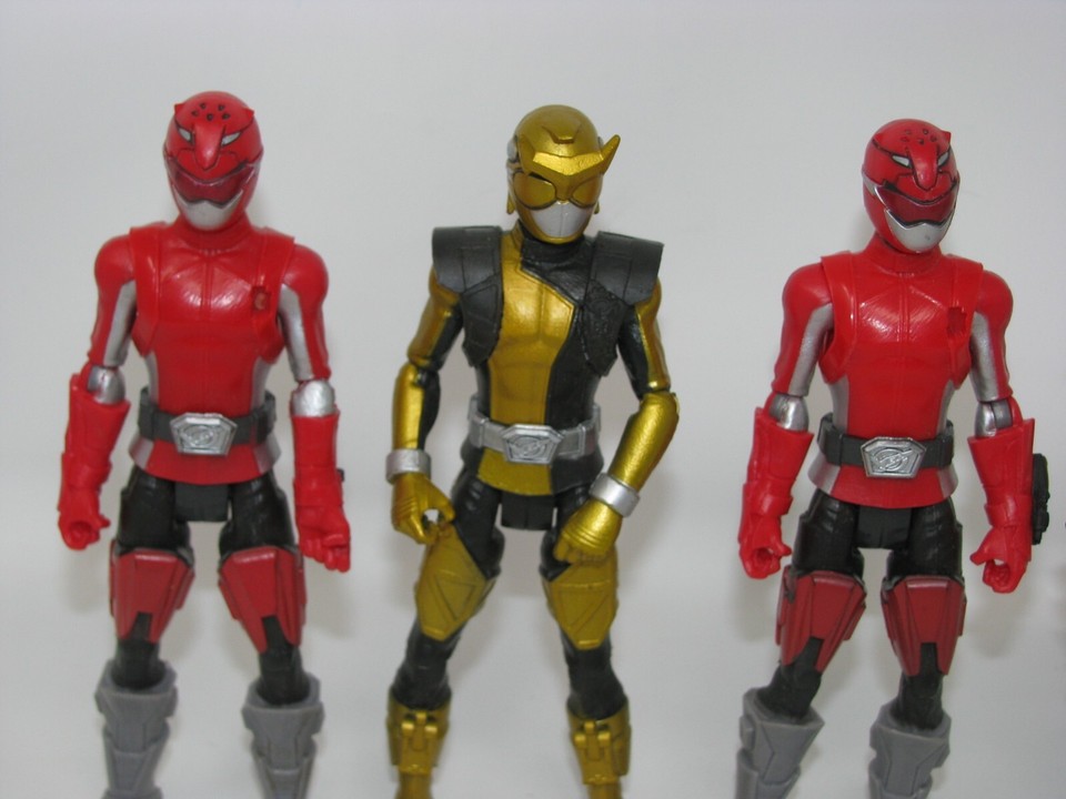 Power Rangers Beast Morphers 6" Gold Red x2, 5" Green Dino Charge ...