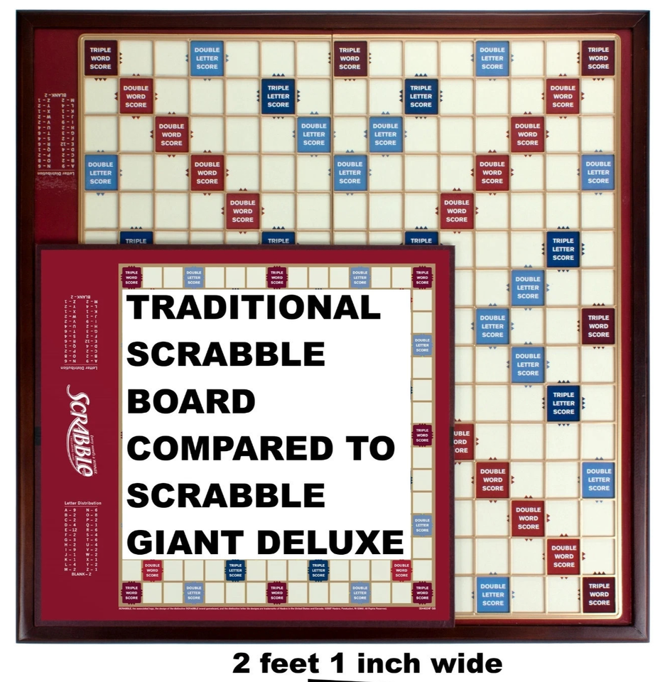 Scrabble Giant Deluxe Wooden Edition Rotating Wood Turntable Word Board ...