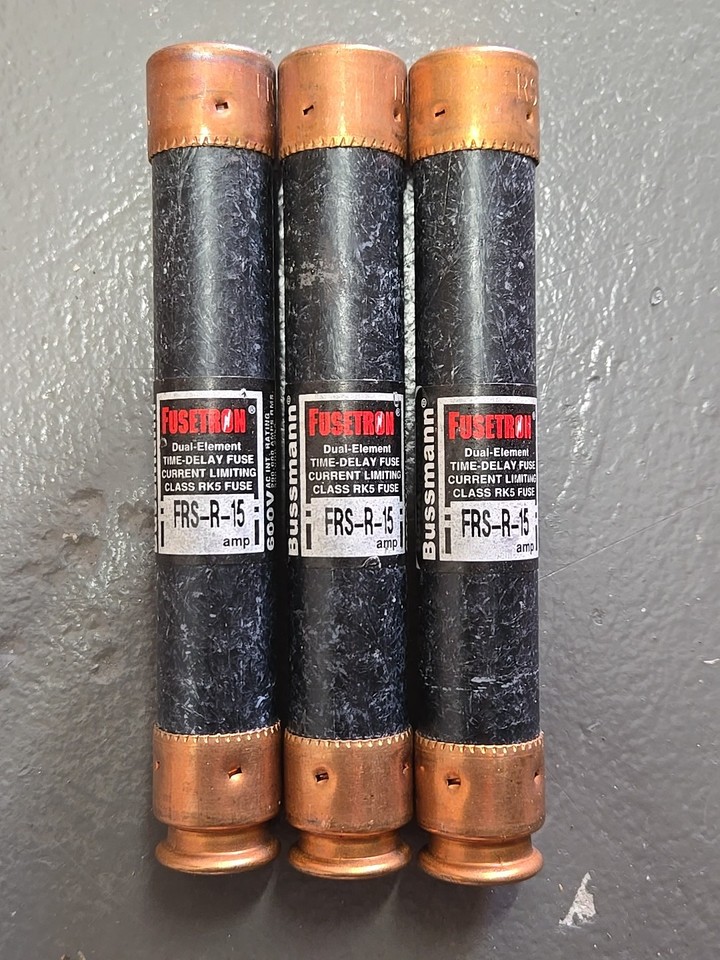Bussmann Fusetron FRS-R-15 Fuse Dual Element Time Delay, Lot Of 3 | eBay