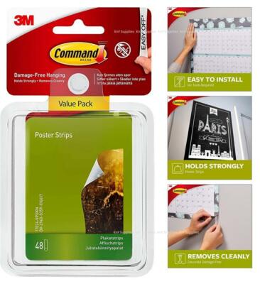 3M Command Strips Adhesive Damage Free Wall Poster Hanging Picture ...