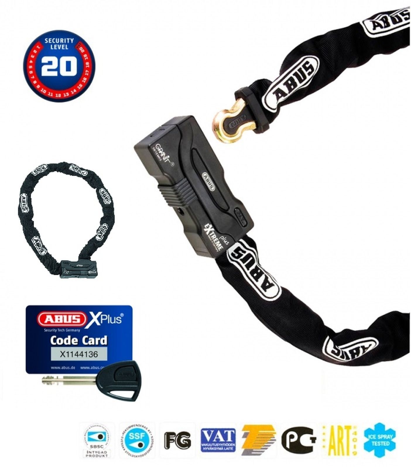 Security Chain Abus Granit Extreme Plus 59/12hks170 Black | eBay