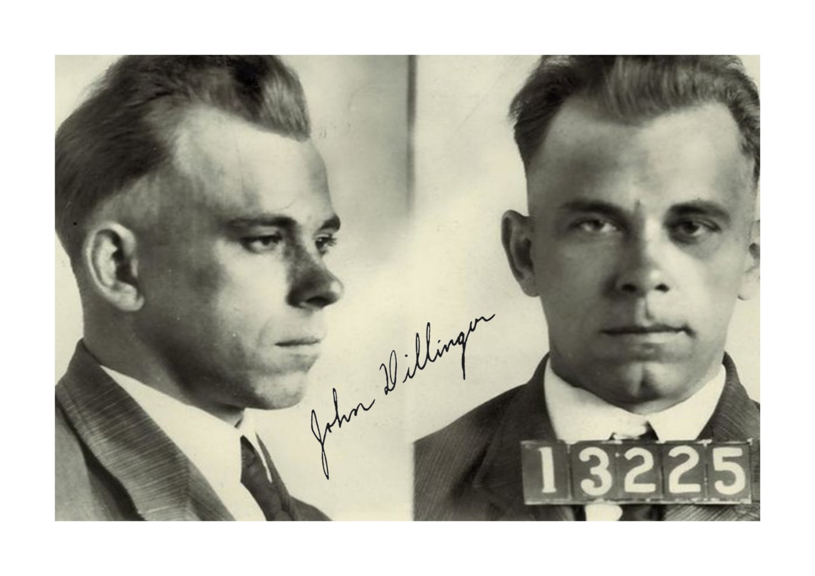 John Dillinger A4 Mug Shot reproduction autograph poster with choice of ...