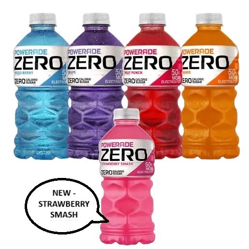 Powerade STRAWBERRY SMASH ZERO Calories 10 Sports Drink Electrolyte ...