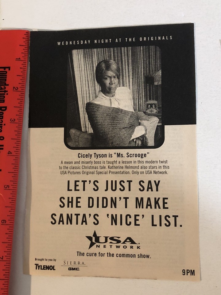 Ms Scrooge Tv Guide Print Ad Cicely Tyson USA Network TPA14 | eBay
