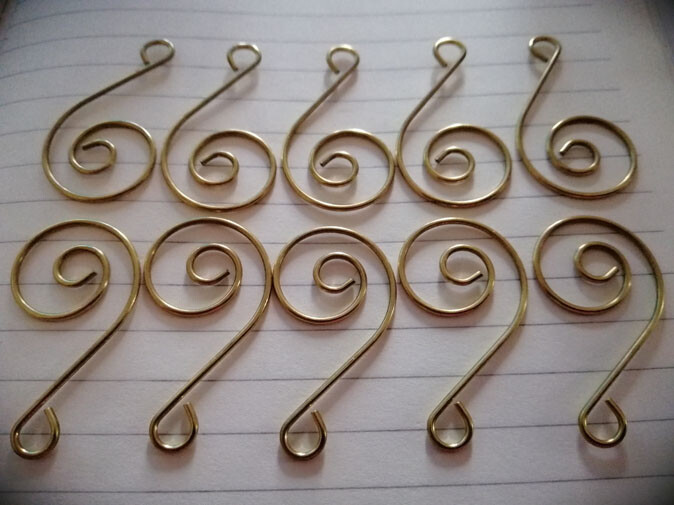 100pcs Gold Plated Swirl Scroll Wire Christmas Tree Ornament 1.57" Hook ...