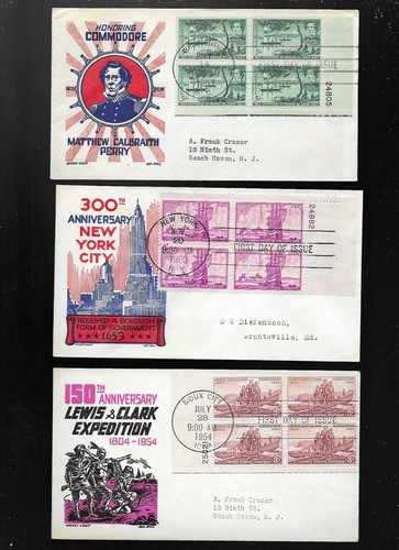 US FDC FIRST DAY COVERS COLLECTION 1953 1954 LOT OF 8 WITH PLATE BLOCK ...