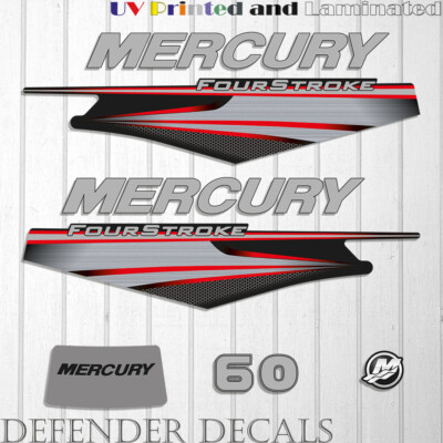 Mercury 60 hp Four Stroke 2013-2017 RED outboard engine decals sticker ...
