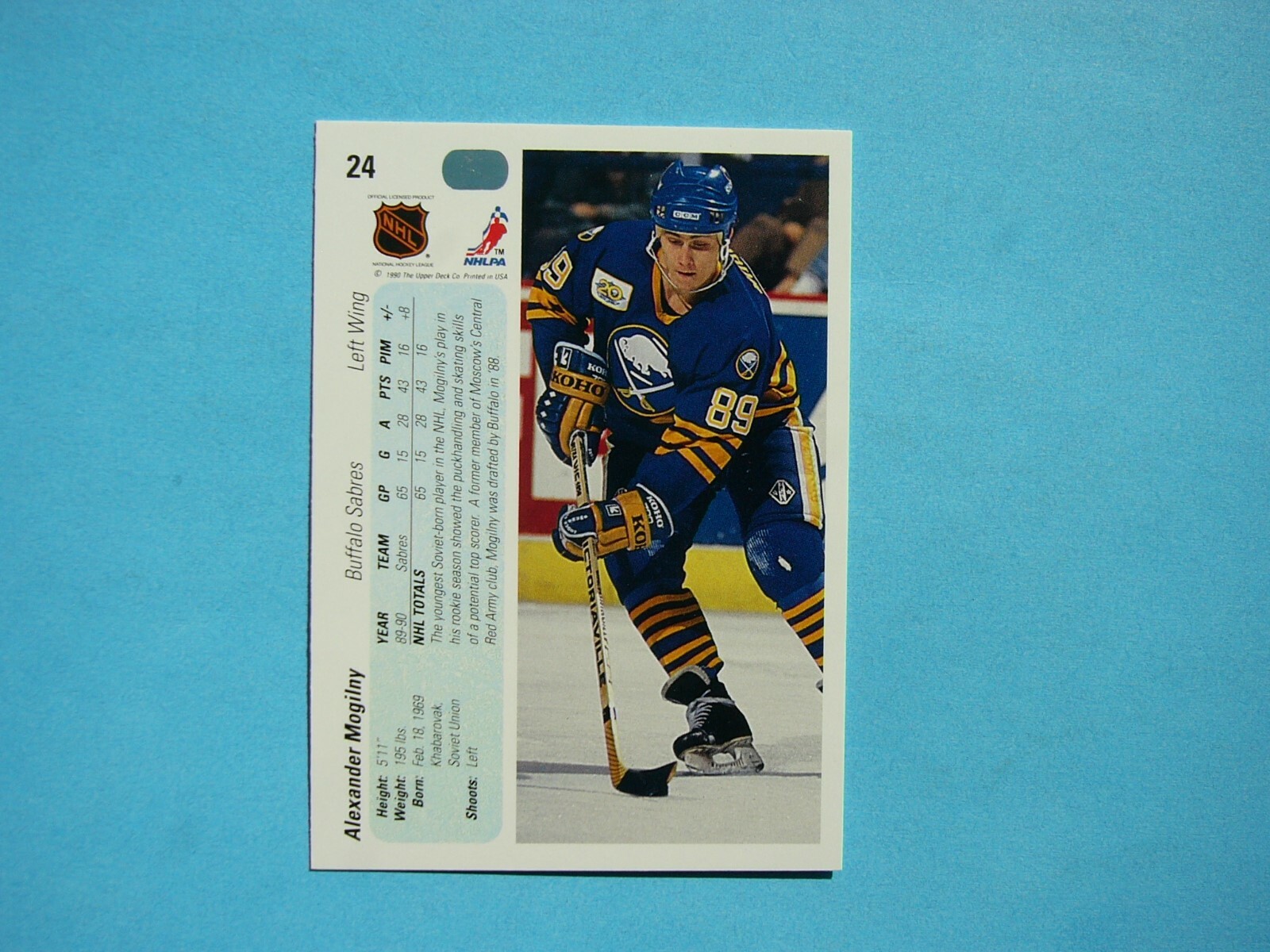 1990/91 UPPER DECK NHL HOCKEY CARD #24 ALEXANDER MOGILNY ROOKIE NM ...