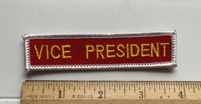 Vice President Red Yellow White 3.75” Long Embroidered Patch Tab Badge ...
