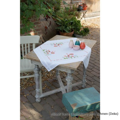 Vervaco tablecloth stitch embroidery kit flowers , stamped, diy | eBay