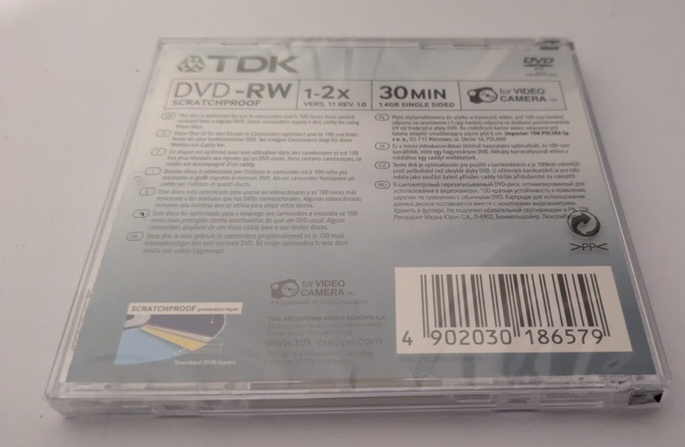 TDK DVD-RW-14SPEB 30 MIN Video Camera Handy Cam Camcorder Mini DVD-RW ...
