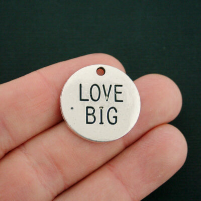 BULK 20 Love Big Charms Antique Silver Tone - SC7584 | eBay