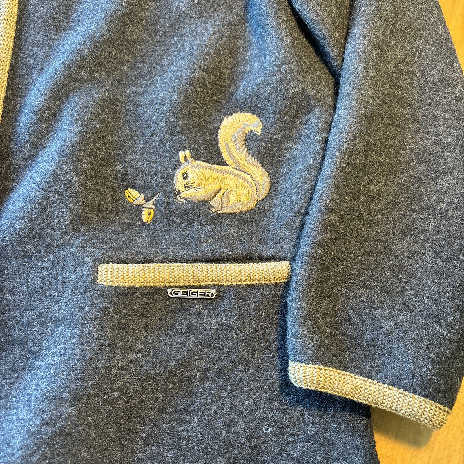 71 Geiger Vtg 40 Embroidered Jacket Boiled Wool Aust… - Gem