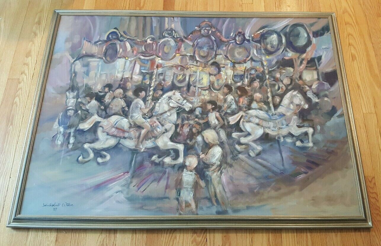 VERY NICE, LARGE - JOHN ROBERT WILLER - Painting - Carousel Scene ...