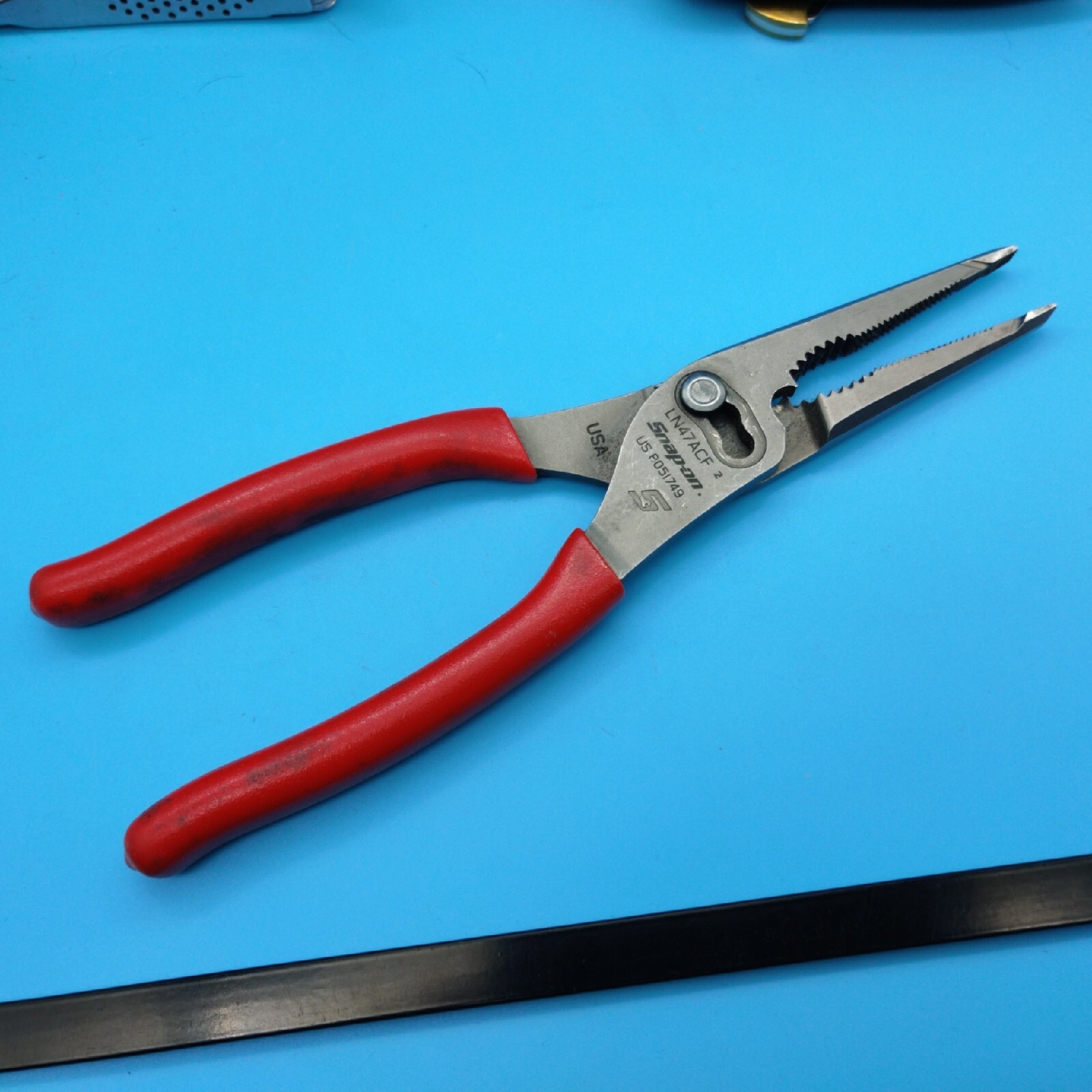 USED Snap On RED 9" Needle Nose/Slip-Joint Handle Soft Grip Pliers ...