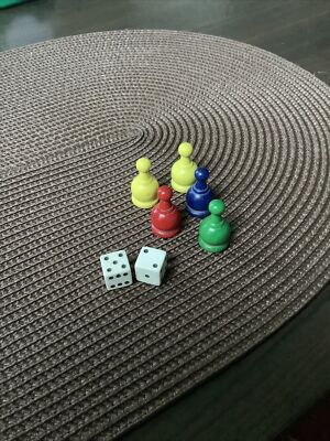 Vintage Parcheesi Board Game Pieces Wooden Pawns Dice Parts Lot | eBay