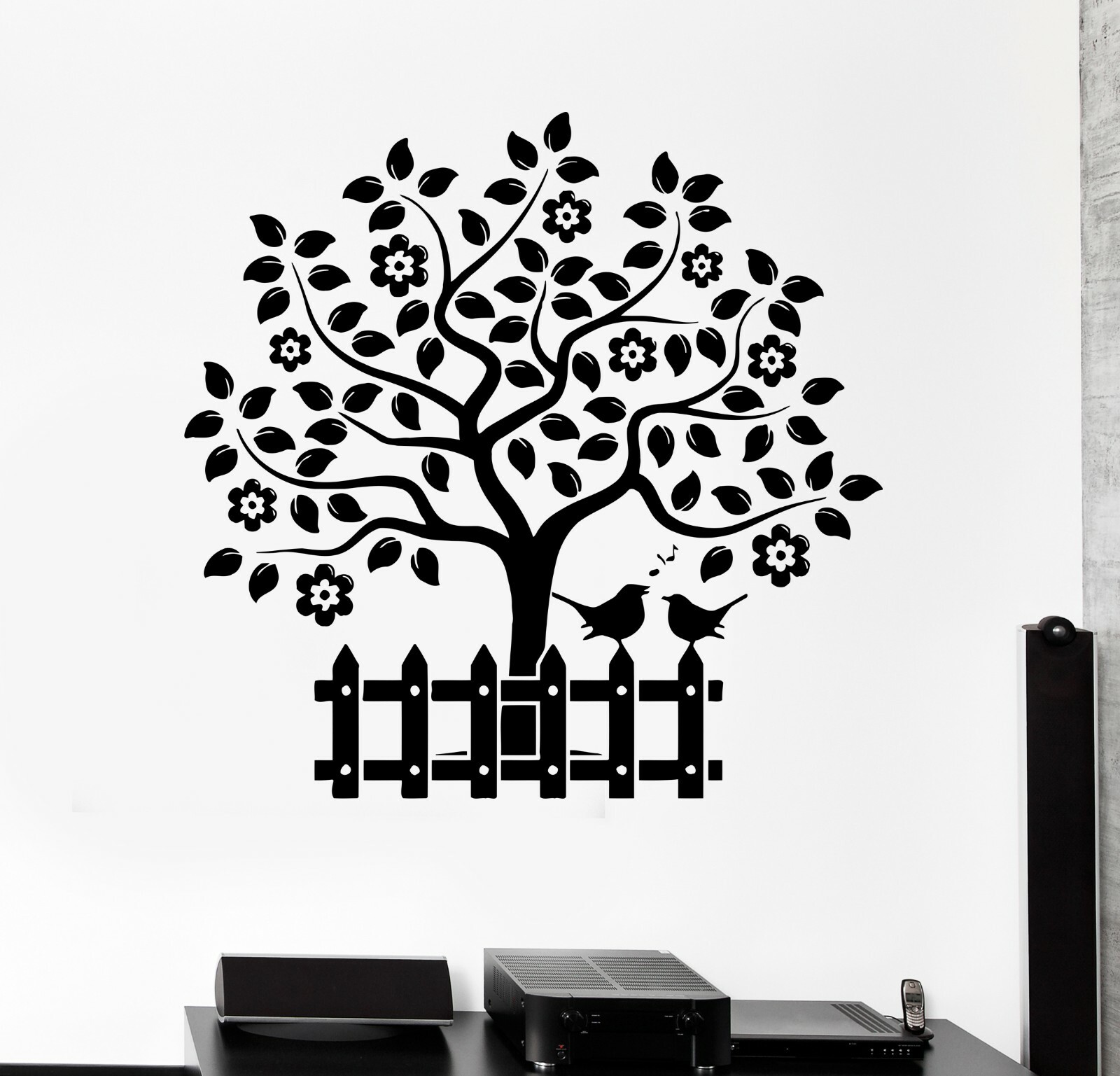 Wall Decal Garden Apple Tree Birds Nature Vinyl Sticker (ed1852) | eBay