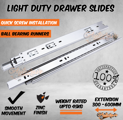 Pull out Drawer Slides Runners 300-600mm 4WD 45kg Camper Caravan ...