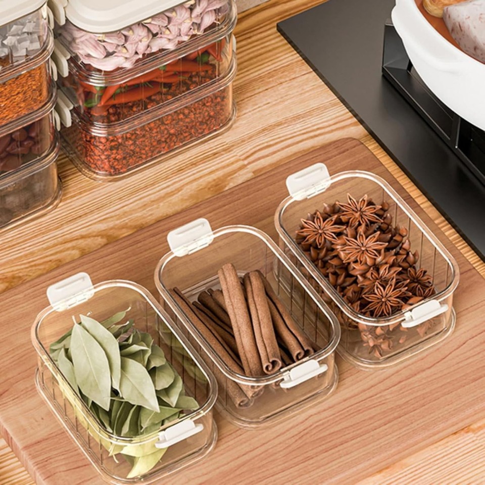 Stackable Spice Storage Box, Multi-Layer Sealed Food Organizer for ...