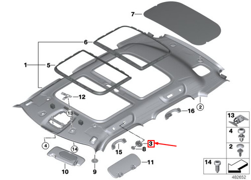 NEW MINI COOPER F56 HEADLINER COVER 7374906 51447374906 ORIGINAL NO ...