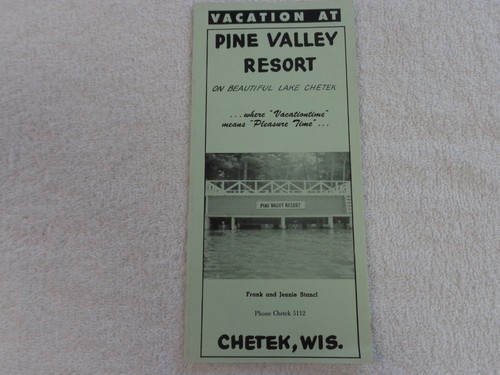 Pine Valley Resort Chetek Wisconsin Brochure Pamphlet Lake Vacation ...