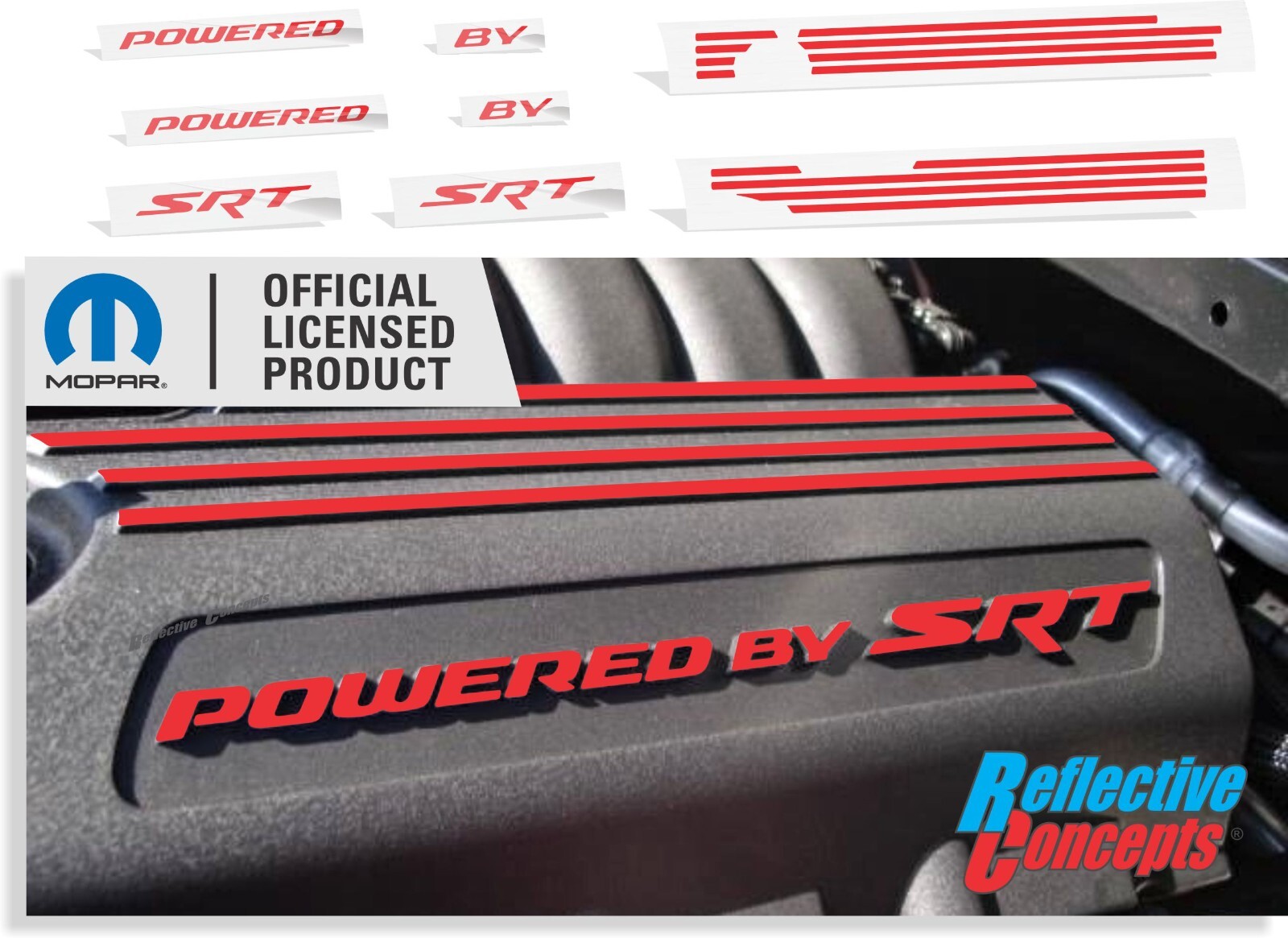 POWERED BY SRT Engine Cover Decals Charger and Challenger Scat Pack | eBay