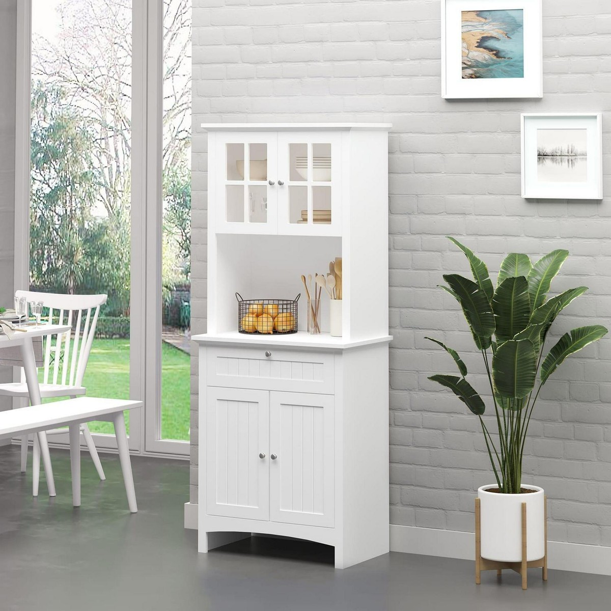 White Kitchen Hutch And Buffet Kitchen Display Cabinet Narrow