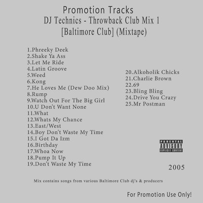 Baltimore Club .. White CD. DJ Technics - Throwback Club Mix 1 | eBay